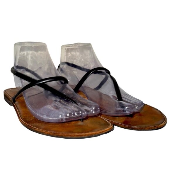 Bridget | Shoes | Bridget Black Leather Thong Sandals 9 Flat Minimalist ...